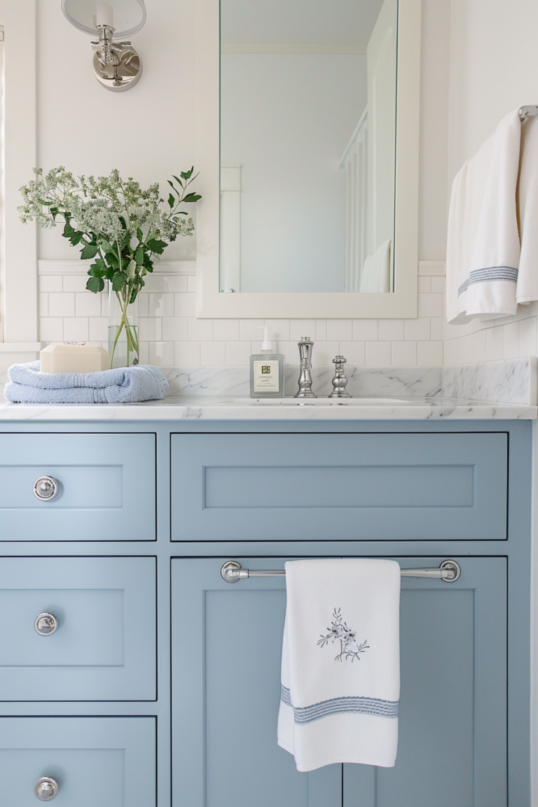 Stunning Bathroom Blue Cabinets Images