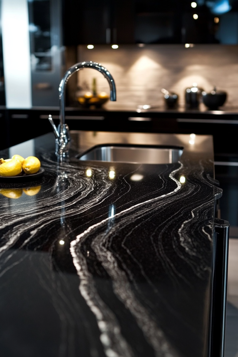 You Can’t Miss These Trendy Black Countertop Kitchen Designs ...
