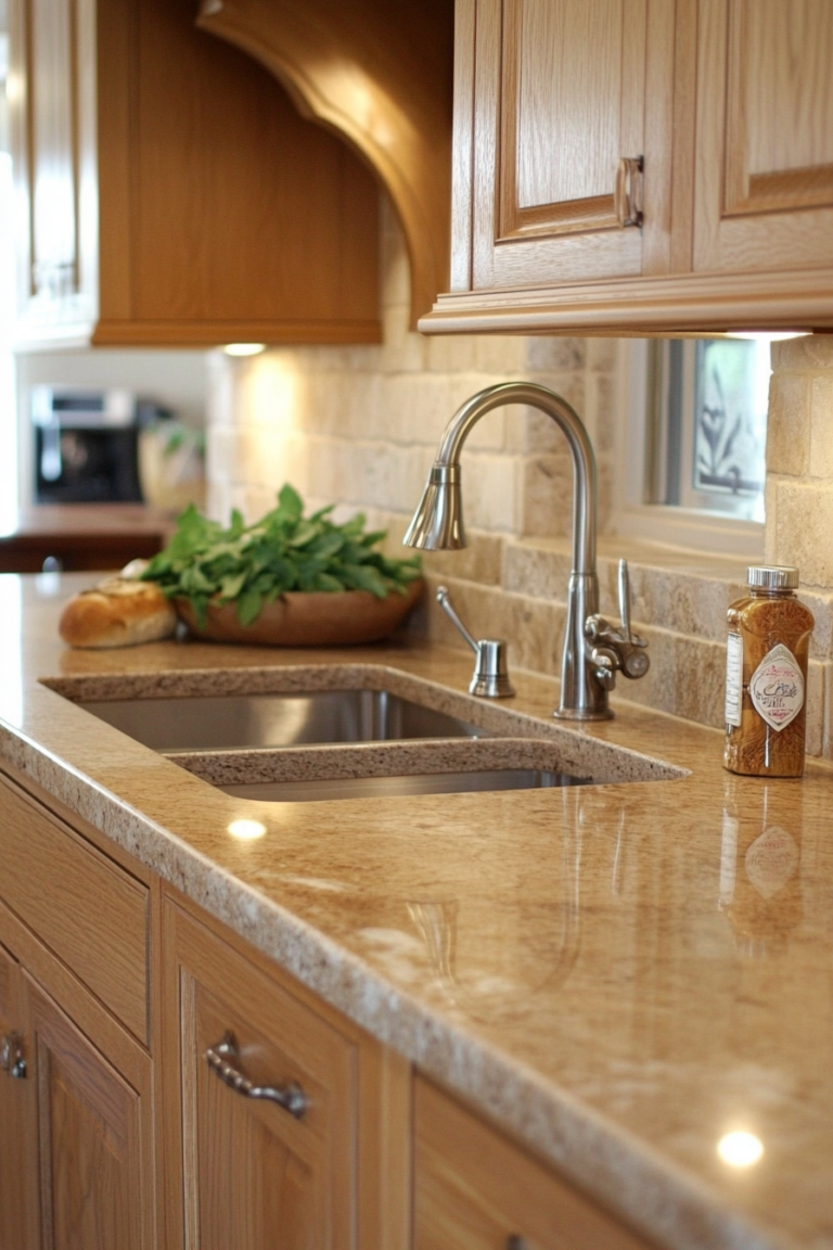 Stunning Countertop Ideas That’ll Make Your Honey Oak Cabinets Shine ...