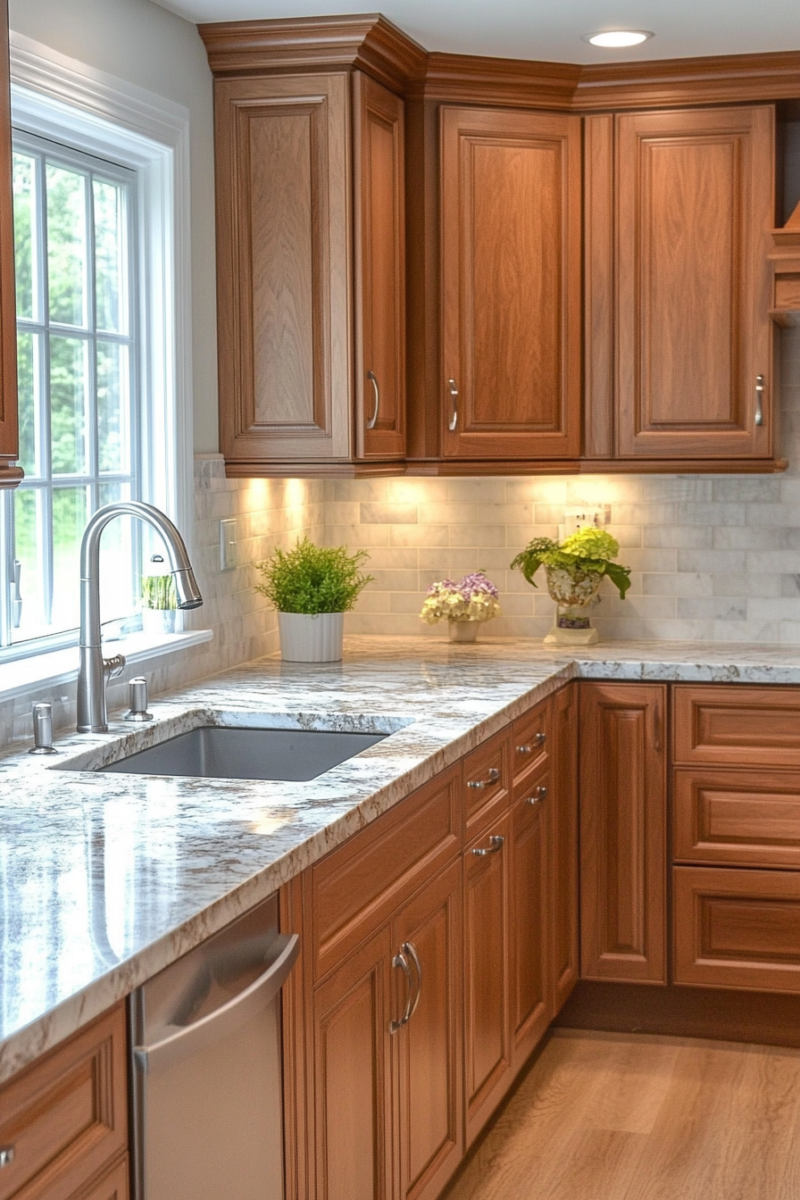 Stunning Countertop Ideas That’ll Make Your Honey Oak Cabinets Shine ...